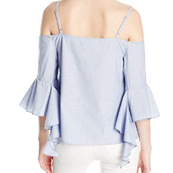 Kensie | Tops | New Kensie Oxford Cold Shoulder Drape Sleeved Top | Poshmark